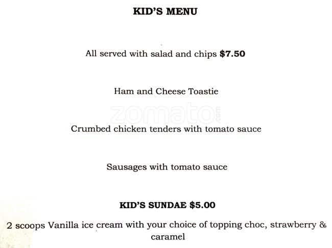 Menu at Mawson Café cafe, Meadows