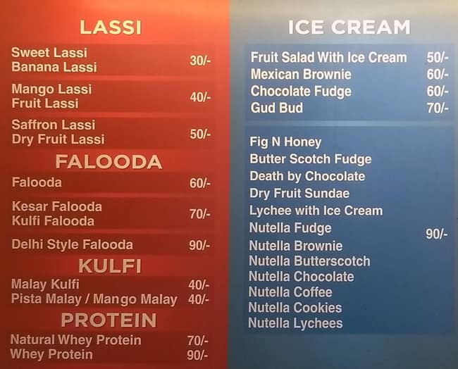 Menu at Lassi Shop, Hyderabad, Door 1-99