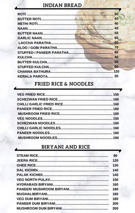 Menu at Pai Tiffins Mangalore, Mangaluru