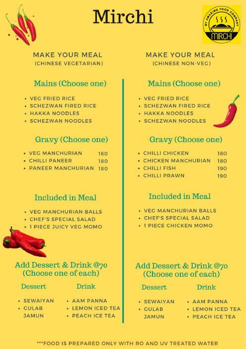 Menu at Mirchi by Amazing Food Company, Guwahati