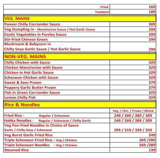 Menu of Mee Chow - The Authentic Chinese, Lohegaon, Pune