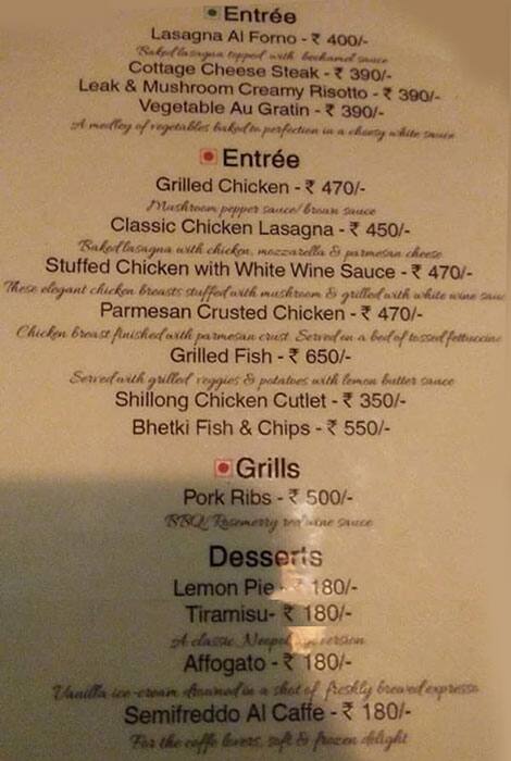 Menu of Café Shillong - TGA, Zoo Tiniali, Guwahati