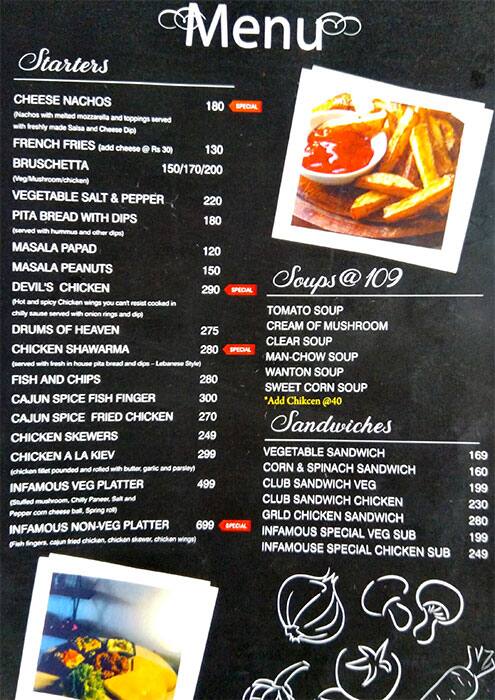 Menu at Infamous Bistro & Bar, Dehradun
