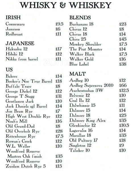 Menu at Purl London pub & bar, London