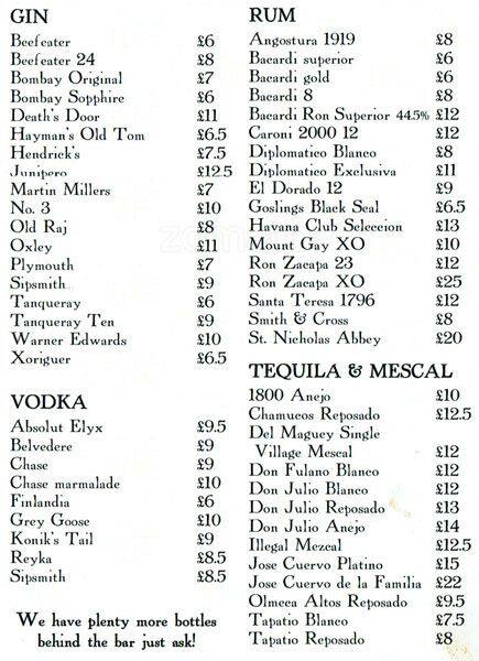 Menu at Purl London pub & bar, London