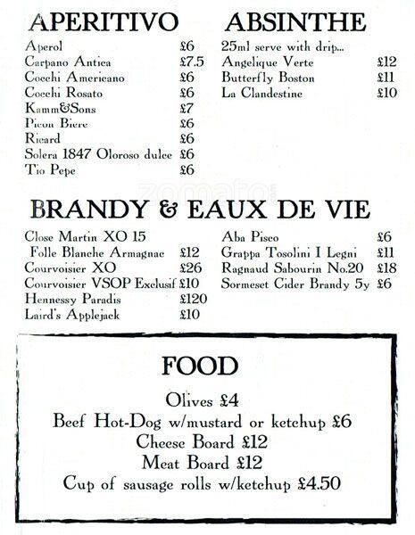 Menu at Purl London pub & bar, London