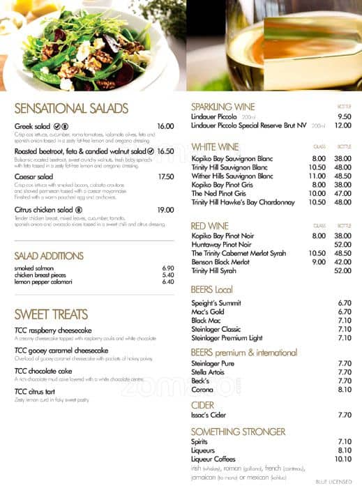 Menu at The Coffee Club, Hamilton, 501 Victoria St