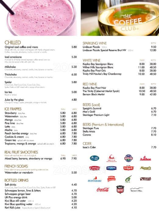Menu at The Coffee Club, Hamilton, 501 Victoria St