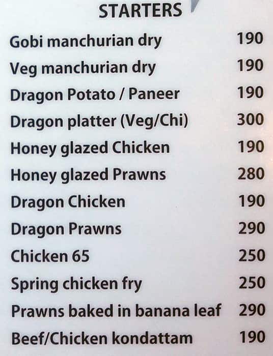 Menu of Palaaram, Kakkanad, Kochi