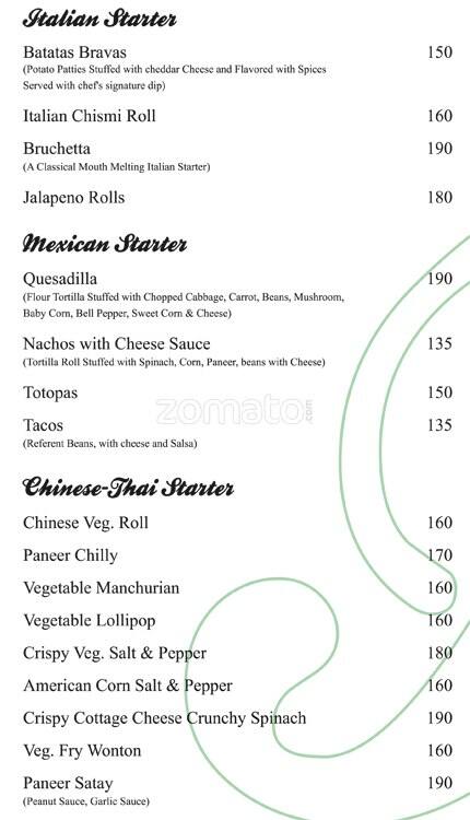 Menu at Pepper Corns, Ahmedabad