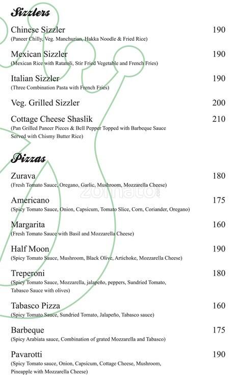 Menu at Pepper Corns, Ahmedabad