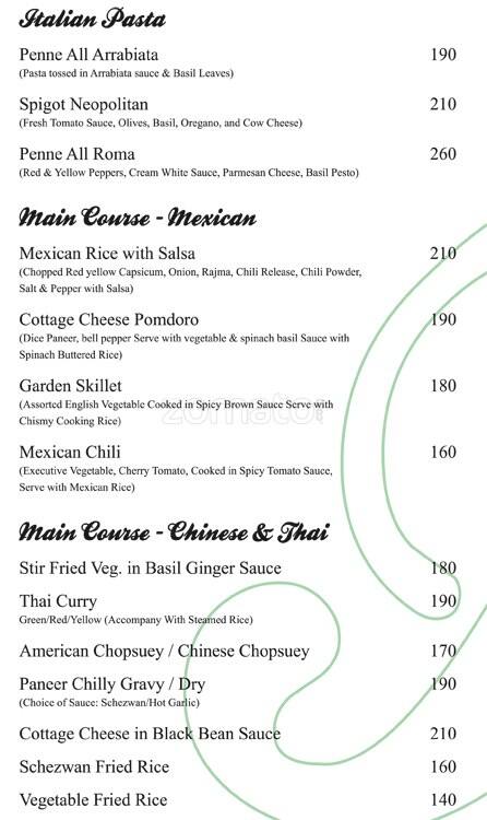 Menu at Pepper Corns, Ahmedabad