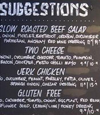 Menu at Stock Market restaurant, Sydney