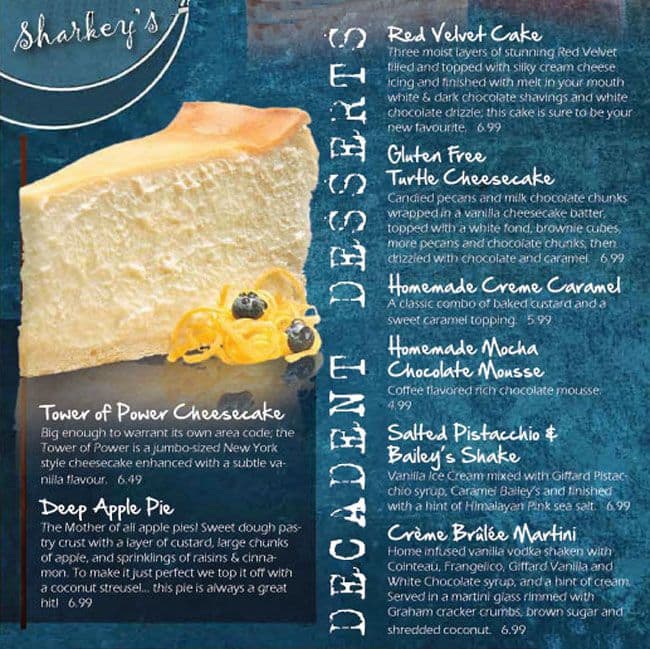 Menu at Sharkey's Seafood Bar & Grille, Delta