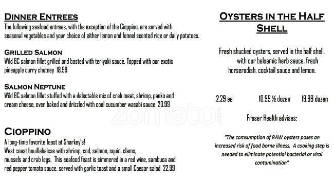 Menu at Sharkey's Seafood Bar & Grille, Delta