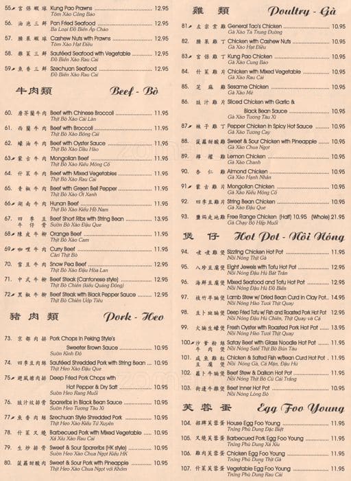 Menu at V Garden restaurant, Kent