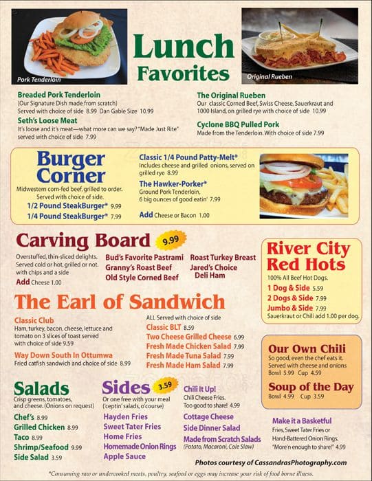 Menu at Iowa Cafe, Mesa, N Higley Rd