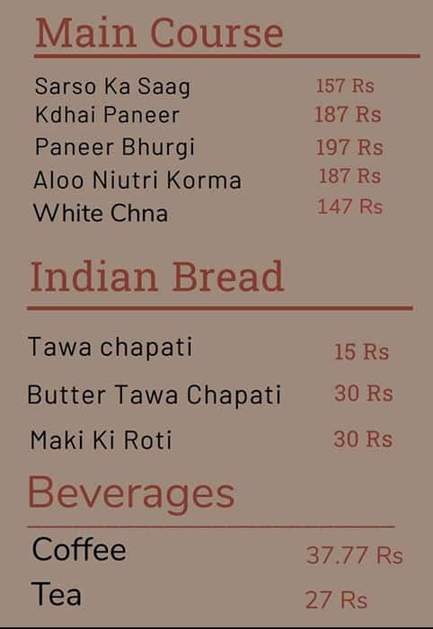 Menu at Manna kitchen, Chandigarh