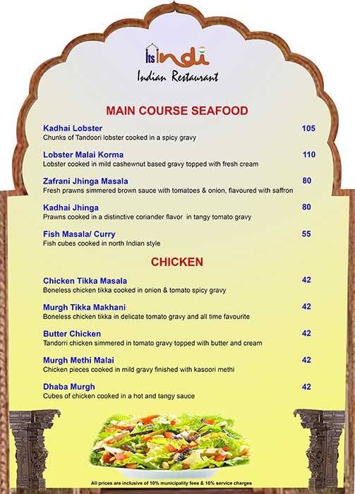 Menu at It's Indi restaurant, Dubai