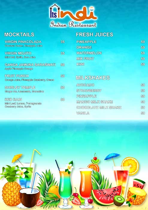 Menu at It's Indi restaurant, Dubai