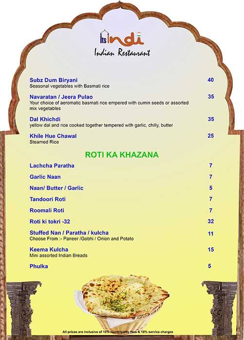 Menu at It's Indi restaurant, Dubai