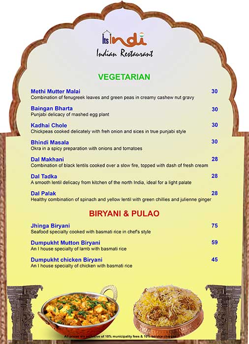 Menu at It's Indi restaurant, Dubai