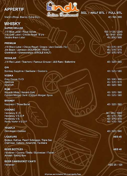 Menu at It's Indi restaurant, Dubai