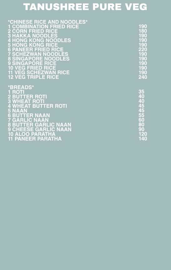 Menu of Tanushree Pure Veg, Wakad, Pune