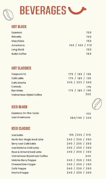 Menu of North Star Cafe, HSR, Bangalore