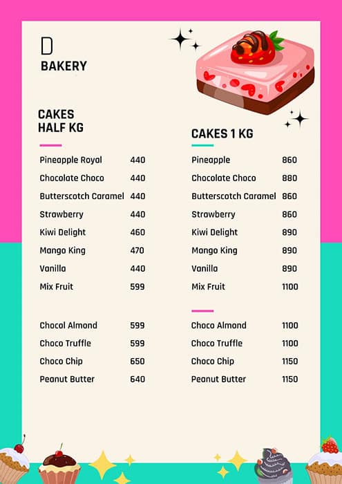 Menu of D Cake, Loni, Ghaziabad