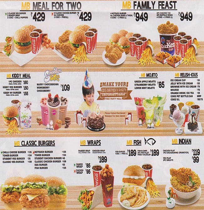 Menu at Marrybrown, Coimbatore, No 56 NSR Road Saibaba Colony