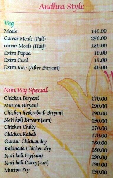 Menu at Bhagini Residency, Bengaluru, Dayananda Layout 40 Bhagini ...