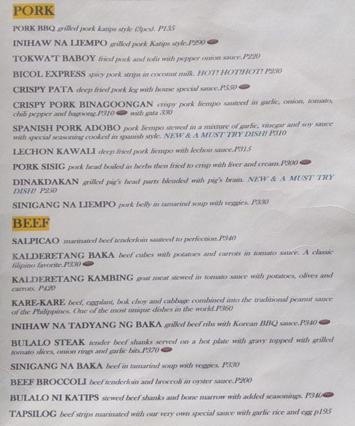 Menu at Katips pub & bar, Quezon City, 209 Katipunan Avenue Blueridge ...