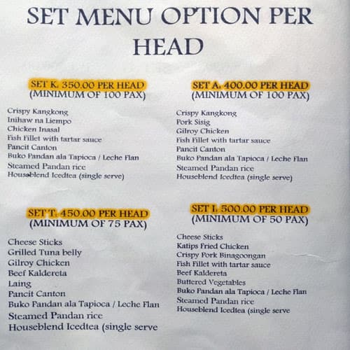 Menu at Katips restaurant, Quezon City, 209 Katipunan Ave