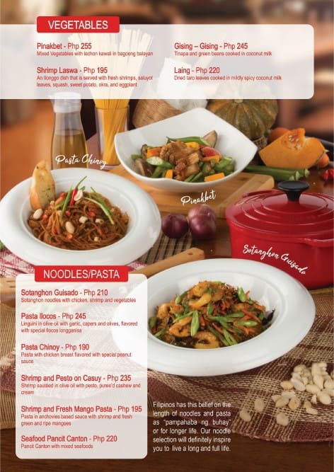 Menu at Marison's restaurant, Antipolo, Marcos Highway