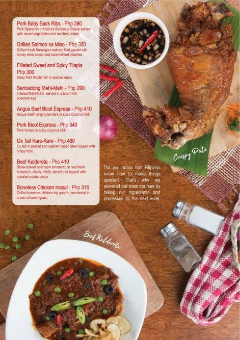 Menu at Marison's restaurant, Antipolo, Marcos Highway