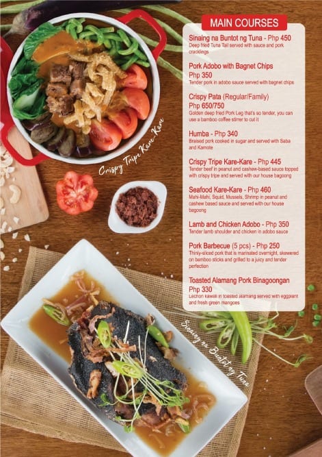 Menu at Marison's restaurant, Antipolo, Marcos Highway