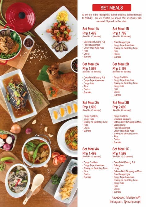 Menu at Marison's restaurant, Antipolo, Marcos Highway