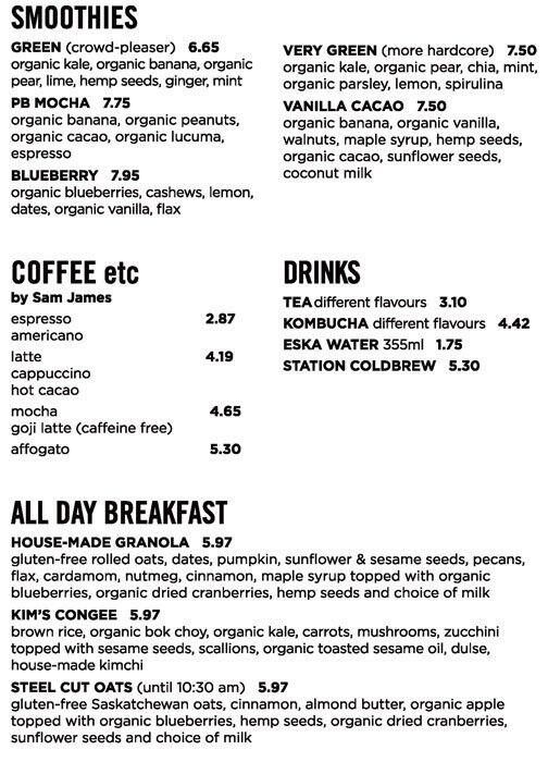 Menu at K&K Foodstand cafe, Toronto