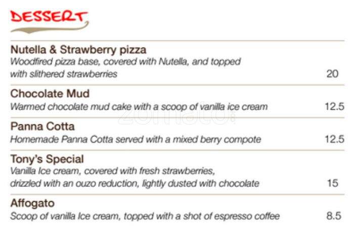 Menu at West Ryde Woodfire pizzeria, West Ryde