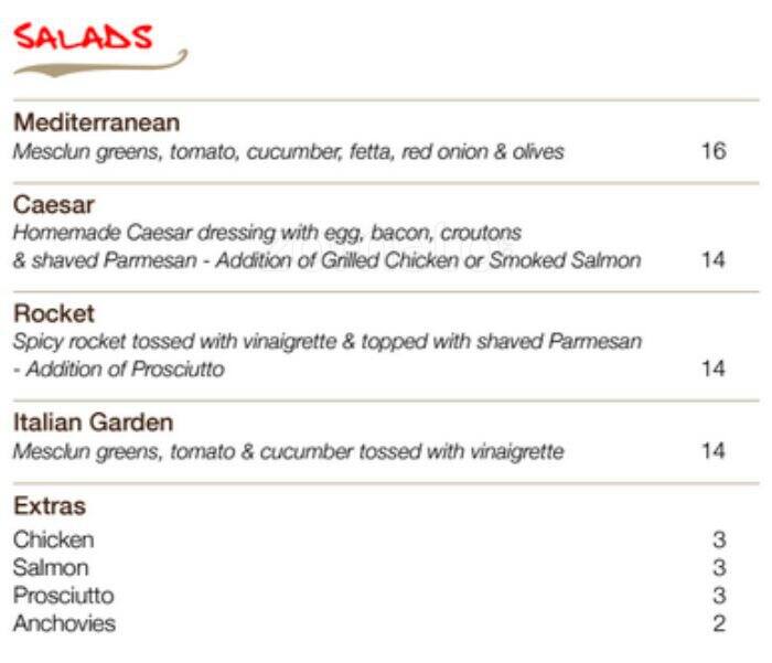 Menu at West Ryde Woodfire pizzeria, West Ryde