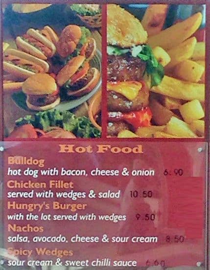 Menu at Hungrys Cafe, Sunbury