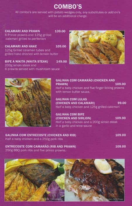 Menu at Nikita Portuguese Restaurant, Hartbeespoort