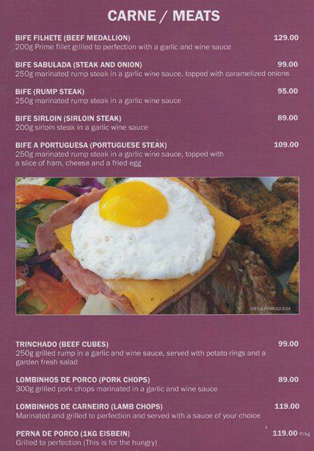 Menu at Nikita Portuguese Restaurant, Hartbeespoort