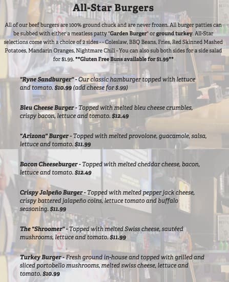 Menu at Alice Cooperstown pub & bar, Phoenix