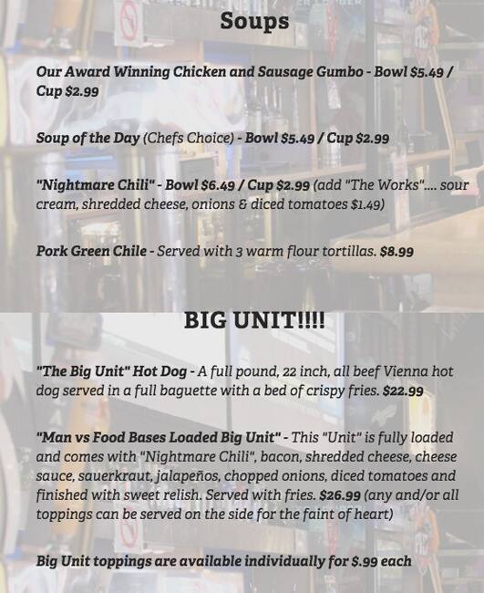 Menu at Alice Cooperstown pub & bar, Phoenix