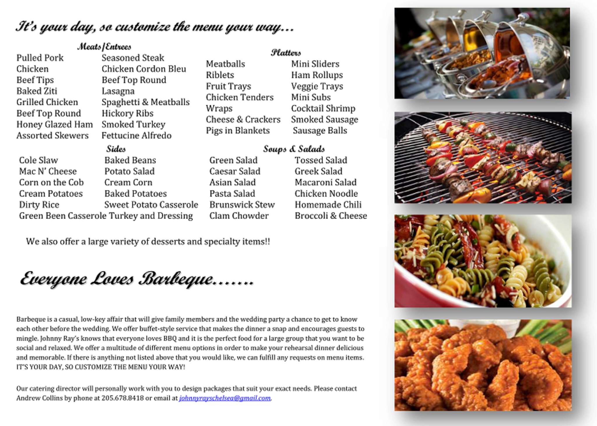 Menu at Johnny Ray's BBQ, Chelsea, Old Hwy 280