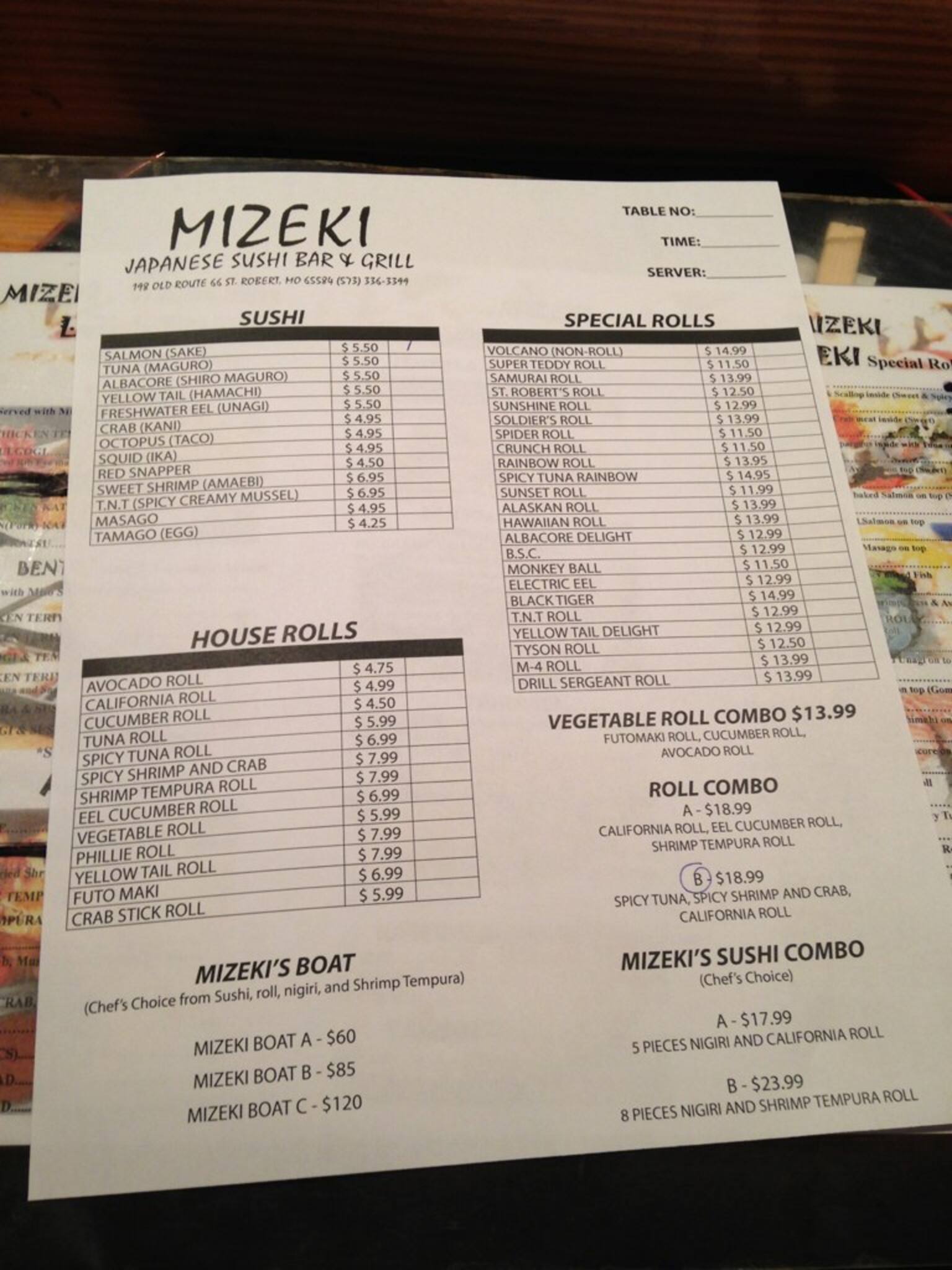 Mizeki Japanese Sushi Bar Menu - Urbanspoon/Zomato