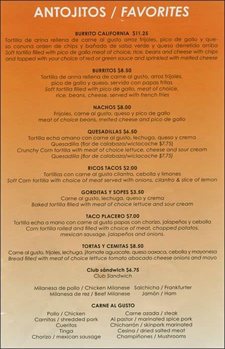 Carta de El Escondite Restaurant, Norristown