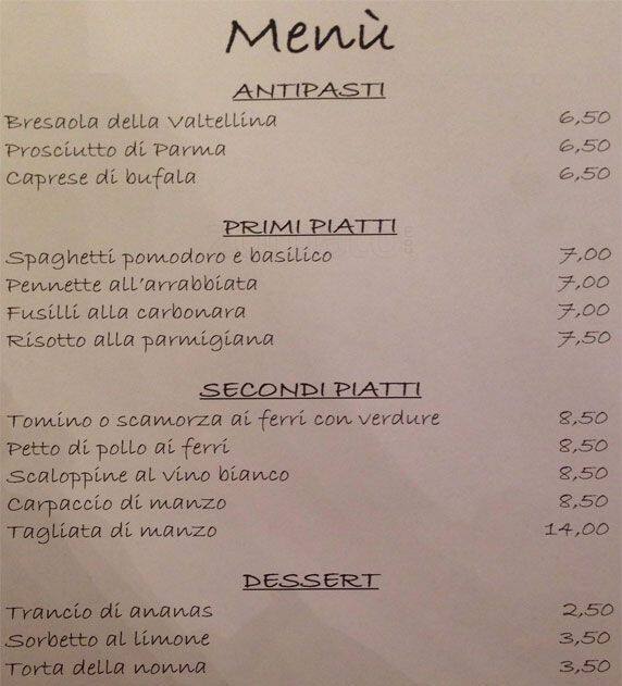 Menu da Bistrot "Il Monello" caffè bar, Milano, P.za Ventiquattro Maggio